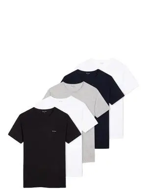 Paul Smith Mixed Colour Organic Cotton Logo Lounge T-shirts Five Pack - Multicolour