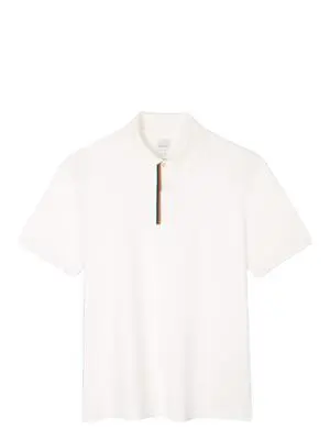 Paul Smith Signature Stripe' Trim Polo Shirt - White