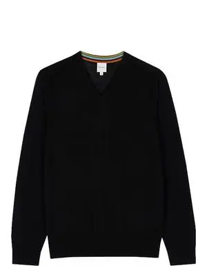 Paul Smith Merino Wool V-Neck Pullover Black