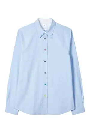 Paul Smith Tailored-fit Sky Organic-cotton Multicolour Button Oxford Shirt - Blue