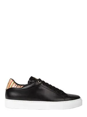 Paul Smith Leather Sneakers With Striped Heel - Black