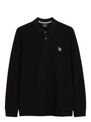 Paul Smith Cotton Zebra Logo Long-sleeve Polo Shirt - Black