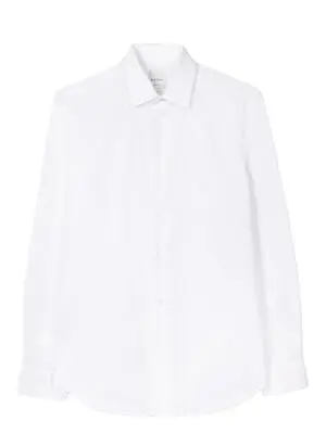 Paul Smith Slim-fit Poplin Cotton Shirt With 'artist Stripe' Cuff Lining - White