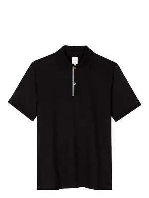 Paul Smith Signature Stripe' Trim Polo Shirt - Black