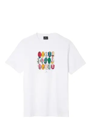Paul Smith Cycling Caps' Cotton T-shirt - White
