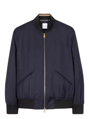 Paul Smith Wool 'storm System' Bomber Jacket - Blue