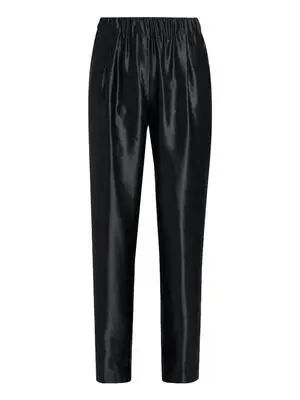 Giorgio Armani Satin Linen-silk Pants - Black