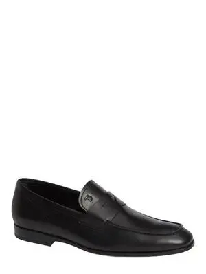 TOD'S Leather Penny Loafer - Black