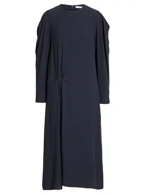 Tibi Gathered Crepe De Chine Midi Dress - Midnight Blue