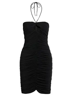 Magda Butrym Ruched Halterneck Mini Dress - Black
