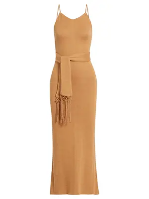 Savannah Morrow Ara Open-back Midi Dress - Sand