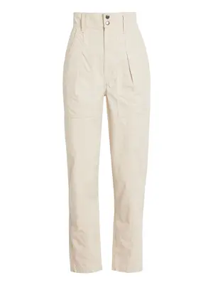 MARANT ETOILE Kiana Pleated Cotton-canvas Tapered Pants - Ecru
