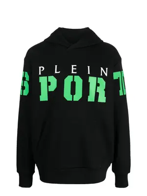 PLEIN SPORT Logo-print Cotton Hoodie - Black