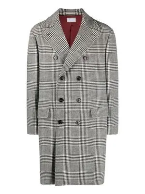 Brunello Cucinelli Checked Double-breasted Coat - Black