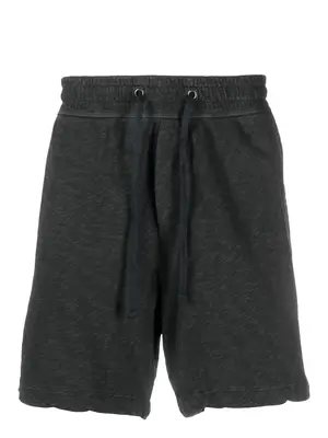JAMES PERSE Mélange-effect Cotton Track Shorts - Black