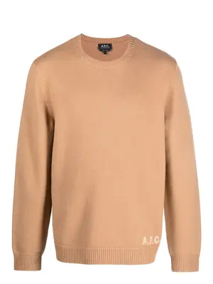 A.p.c. A.P.C. Edward Logo-Intarsia Wool Jumper Brown