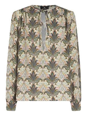 Etro Paisley-print Tie-detailed Blouse - Neutrals