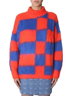 MSGM Crew Neck Oversized Sweater - Orange