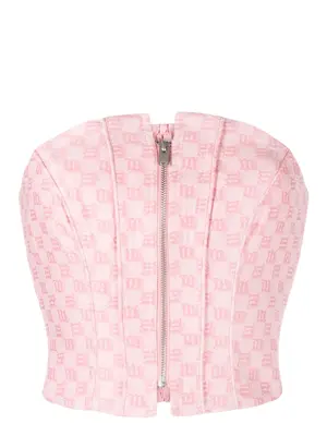 MISBHV Monogram-print Corset Top - Pink