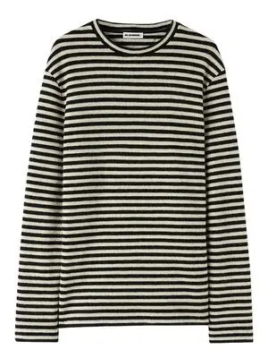 JIL SANDER Striped Wool Sweater - Black