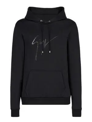 GIUSEPPE ZANOTTI Logo-print Cotton Hoodie - Black