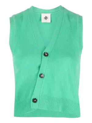 THE GARMENT Asymmetric V-neck Knit Vest - Green