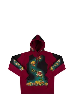 Supreme X Jean Paul Gaultier Floral Print Hooded Sweatshirt - Red