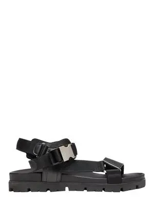 Prada Sporty Leather And Nylon Tape Sandal - Black