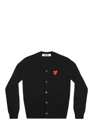 Play Comme Des Garcon Double Heart Cardigan - Black
