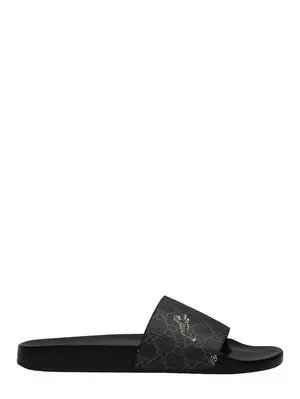 Gucci Gg Supreme Tiger Slide - Black
