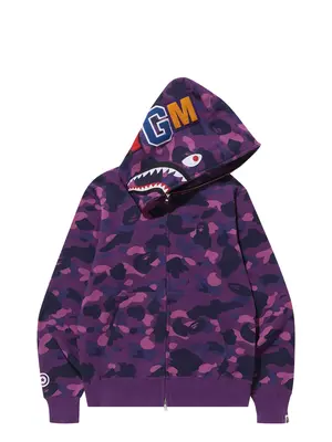 BAPE Color Camo Shark Full Zip Hoodie - Purple