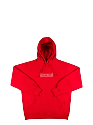 Supreme Supreme X KAWS Chalk Logo Hooded Sweatshirt Red