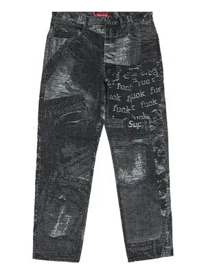 Supreme Archive Denim Jacquard Regular Jean - Black