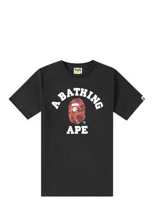 A BATHING APE Color Camo College T-shirt 'red - Black