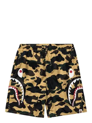 A BATHING APE 1st Camo Side Shark Beach Shorts - Yellow