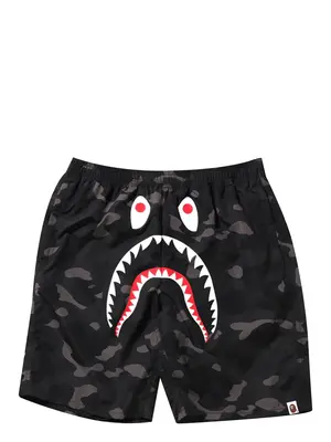 A BATHING APE Color Camo Shark Beach Shorts - Black