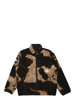 Supreme X The North Face Bleached Denim Print Fleece Jacket - Black