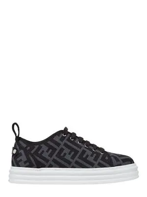 Fendi Ff Motif Rise Platform Sneakers - Black