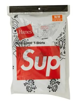 Supreme X Hanes Bandana Tagless Tees - White