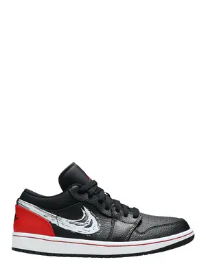 JORDAN 1 Low Brushstroke Swoosh - Black