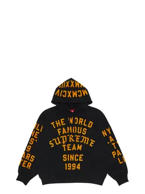 Supreme Team Flocked Hooded Sweatshirt - Black