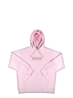 Supreme X Kaws Chalk Logo Hooded Sweatshirt - Pink