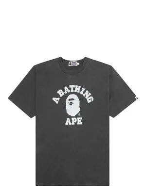 A BATHING APE Pigment Dyed College Relaxed Fit Tee - Black