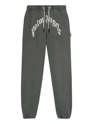 Palm Angels Gd Curved Logo Sweatpants /white - Black