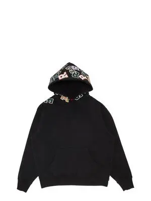 Supreme Scattered Appliqué Hooded Sweatshirt - Black