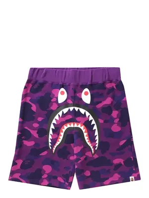 A BATHING APE Color Camo Shark Sweat Shorts - Purple