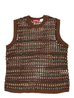 Supreme Beaded Sweater Vest - Brown