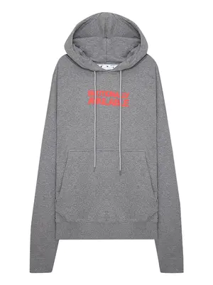 Off-White Slogan Print Hoodie - Grey