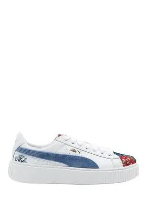 PUMA Platform Hyper Embroidered Floral Sneakers - White