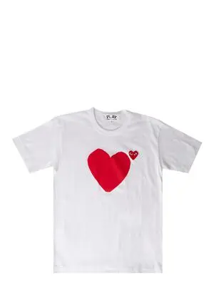 Play Comme Des Garcon T-shirt With 2 Small Red Hearts - White